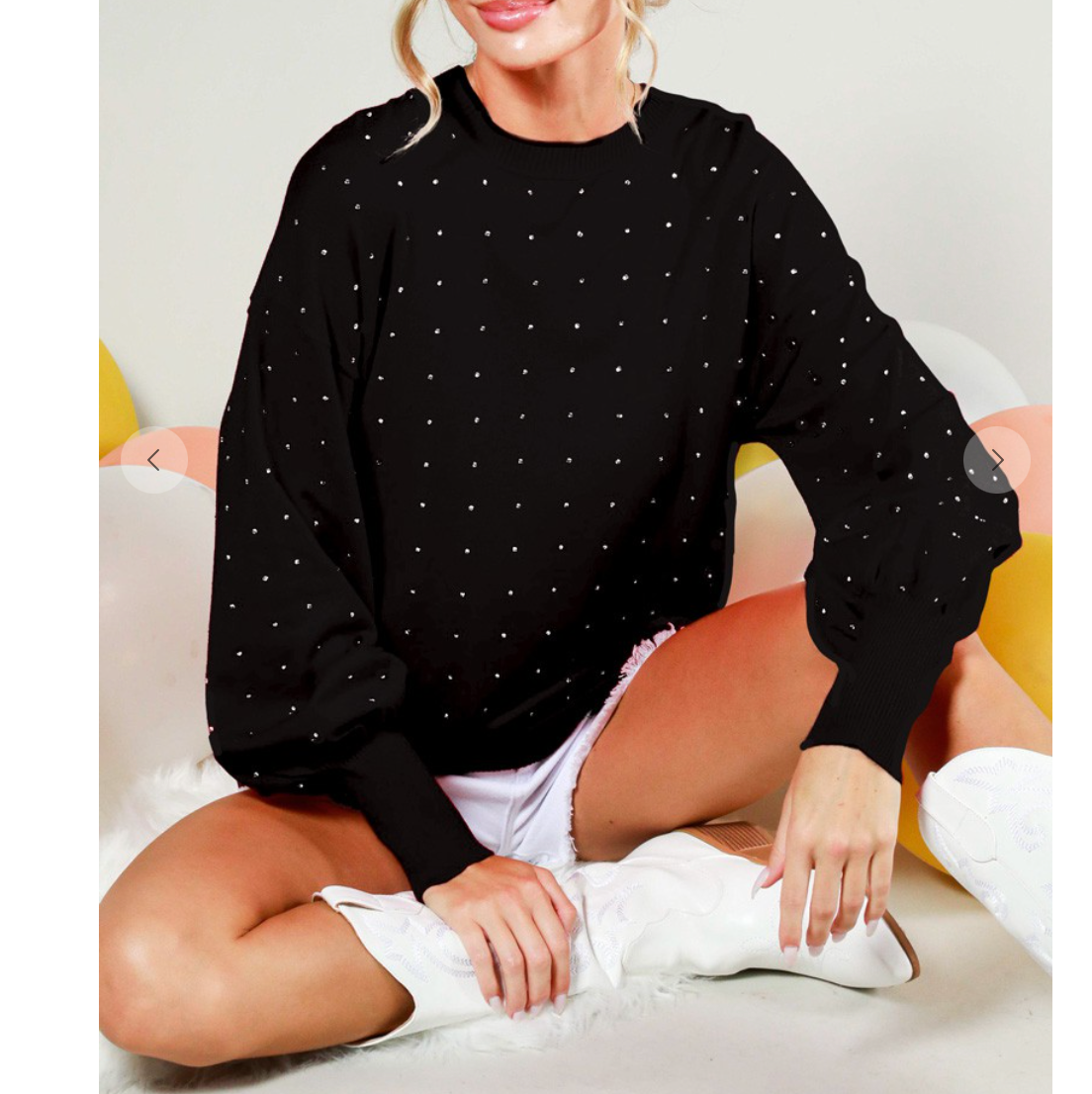 Black Rhinestone Sweater | West Anna Boutique